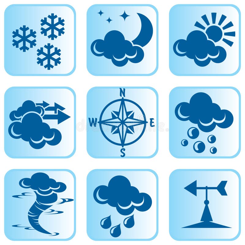 Weather icons stock vector. Illustration of blue, clouds - 12904465