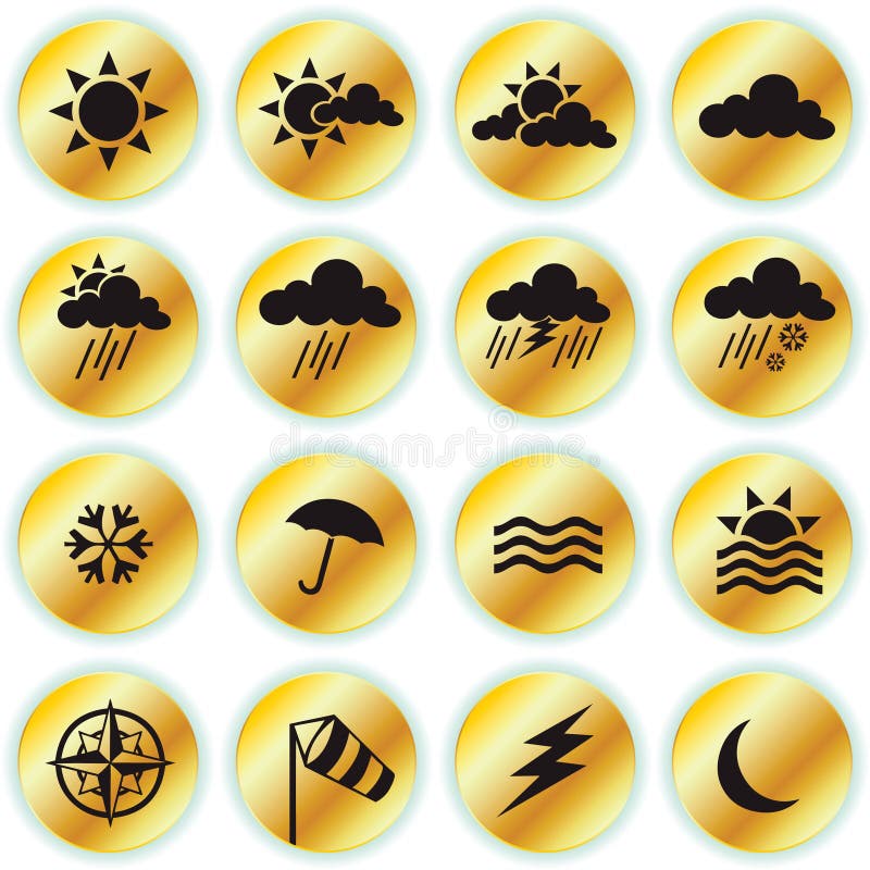 Weather blue icons set stock vector. Illustration of climate - 28849104