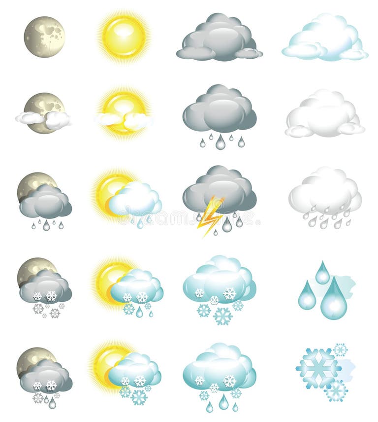 Different Weather Symbols Stock Illustrations – 549 Different Weather ...