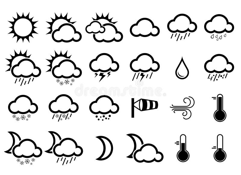 Set of Weather Hand Drawing Icons Stock Vector - Illustration of hand ...