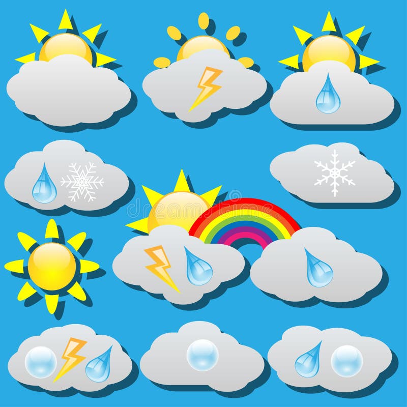 Weather icons stock vector. Illustration of button, flake - 27123226