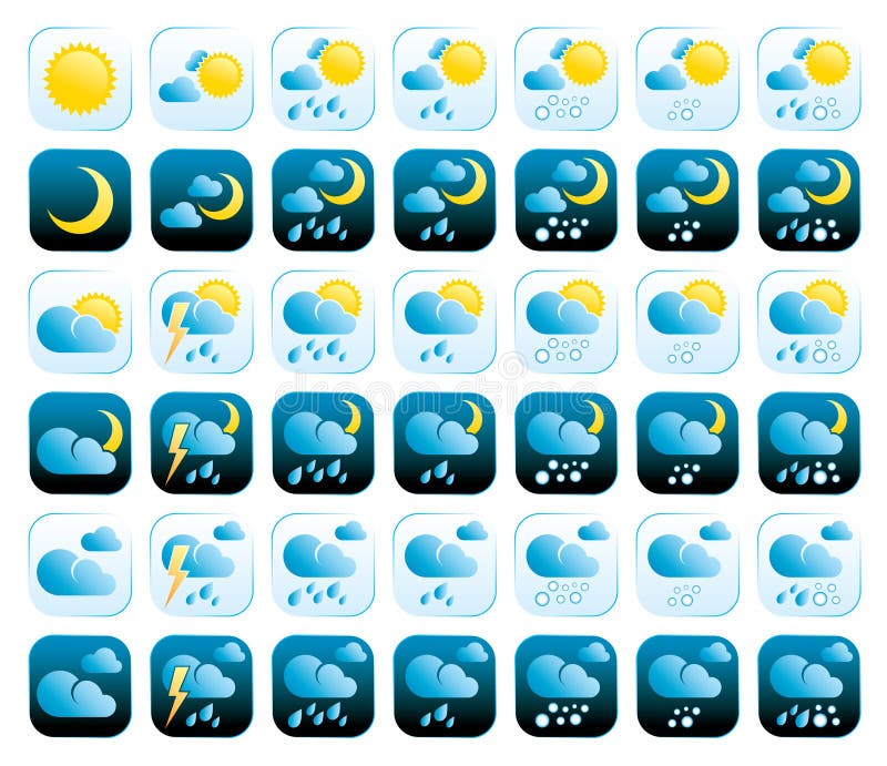 Weather Forecast Glossy Vector Icon Set V.01 Stock Vector ...