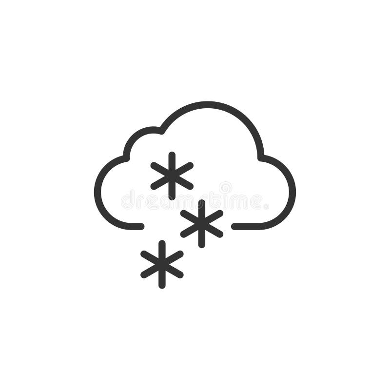 Linear Style Snowy Cloud Icon. Simple Weather Isolated Cloud on White ...