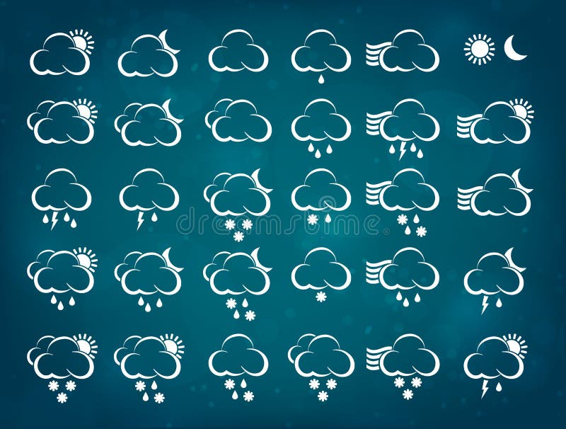 Weather Icons with Blue Background Stock Vector - Illustration of ...