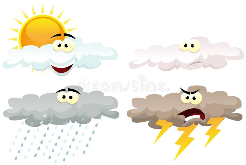 Cartoon weather symbols stock vector. Illustration of rainy - 30405711