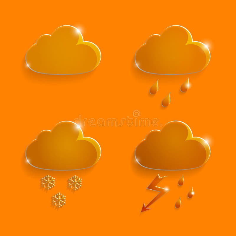 Weather Icons Clouds of Glass Orange Stock Vector - Illustration of ...