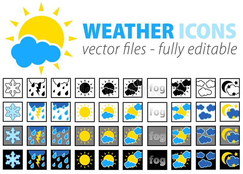 Weather Icons - Fully Editable Stock Vector - Illustration of autumn ...