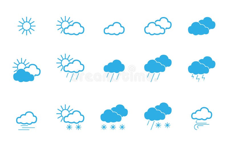 15 Weather Icons - Iconset stock illustration. Illustration of sleet ...