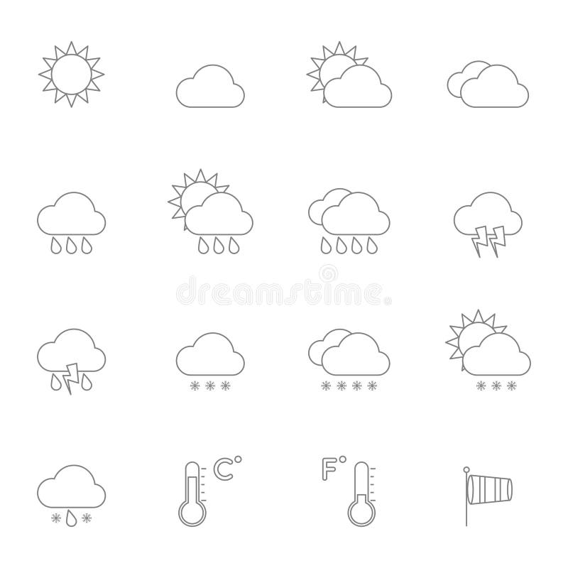 Weather Icons Line stock vector. Illustration of temperature - 61855867