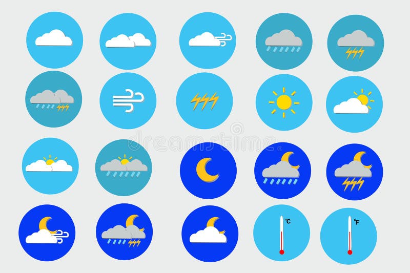 Weather icons stock vector. Illustration of weather, thunderstorm ...