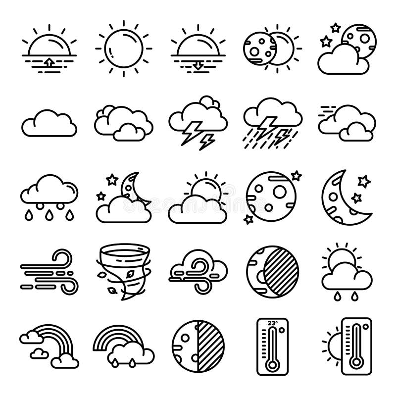 Weather icons pack stock vector. Illustration of climate - 144193322