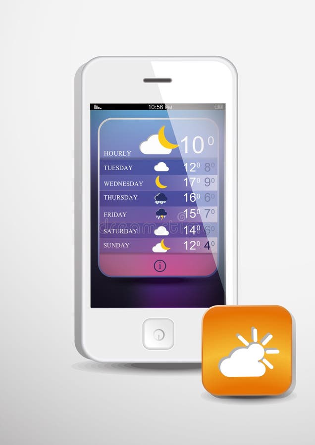 Weather icons on phone. stock vector. Illustration of meteorology ...