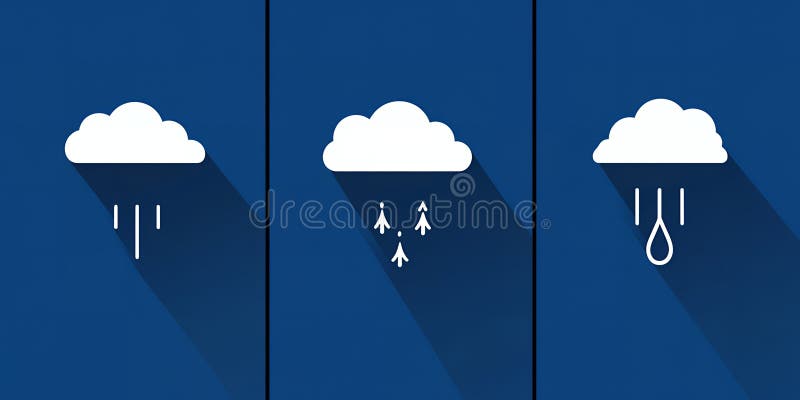 Weather Icons Rain Snow and Drizzle Cloud Symbols Stock Illustration ...