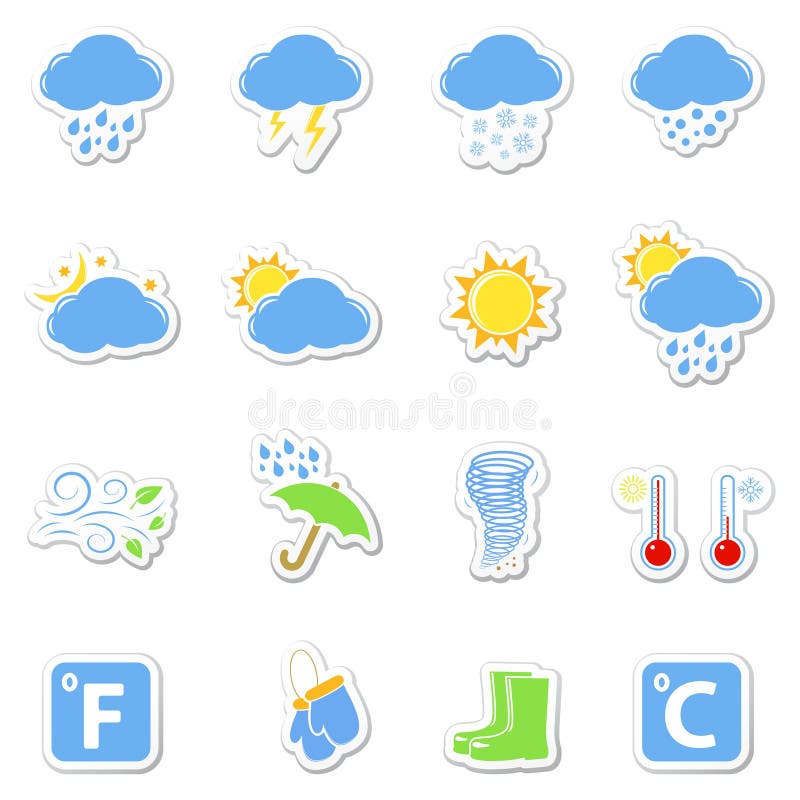 Weather Icons Set As Labels Stock Illustrations – 13 Weather Icons Set ...