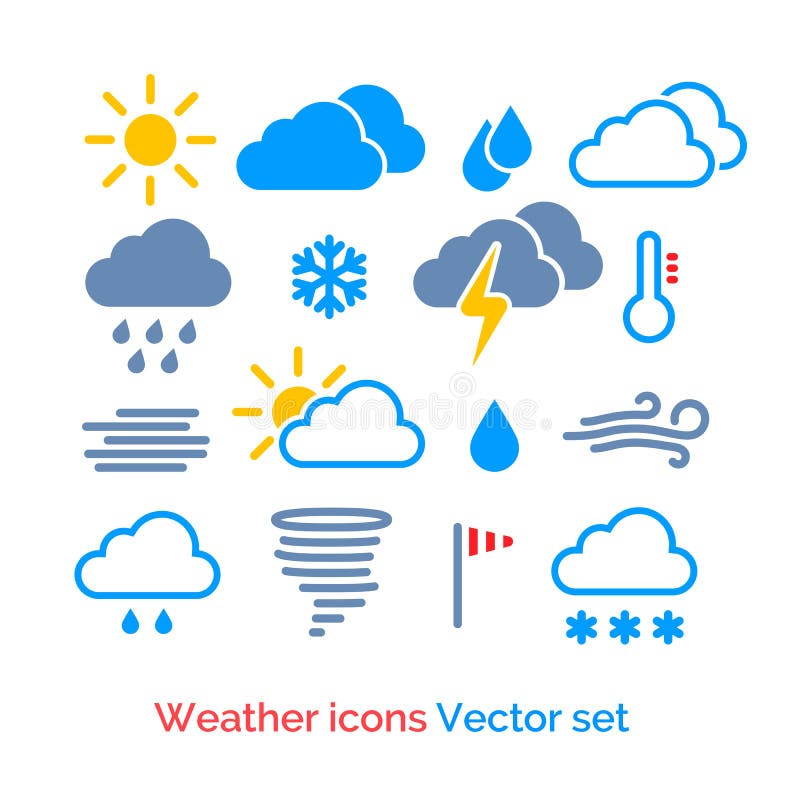 Weather icons set stock vector. Illustration of design - 52208239
