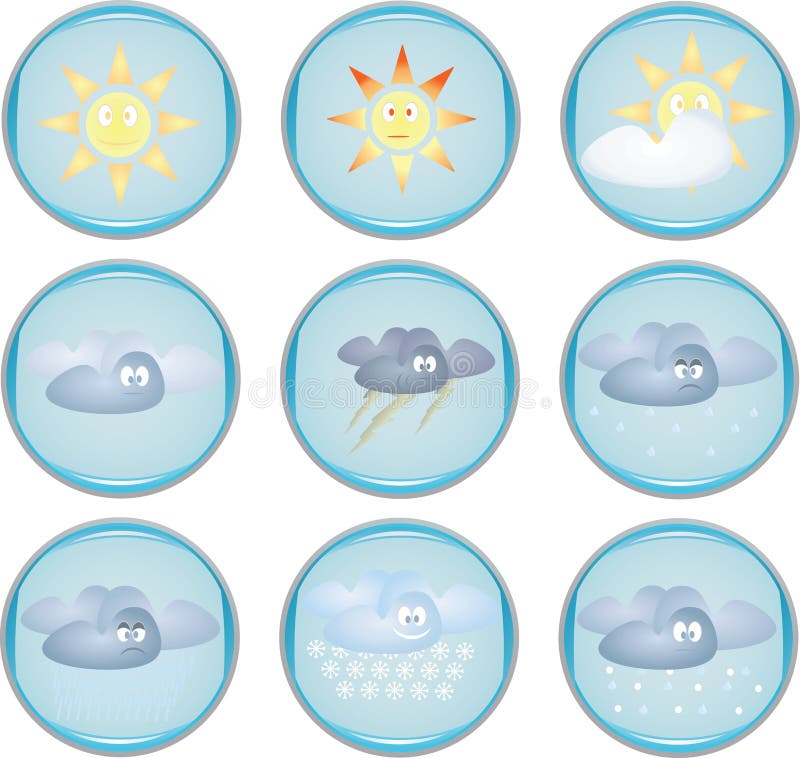 Weather icons stock vector. Illustration of cold, smile - 79750422