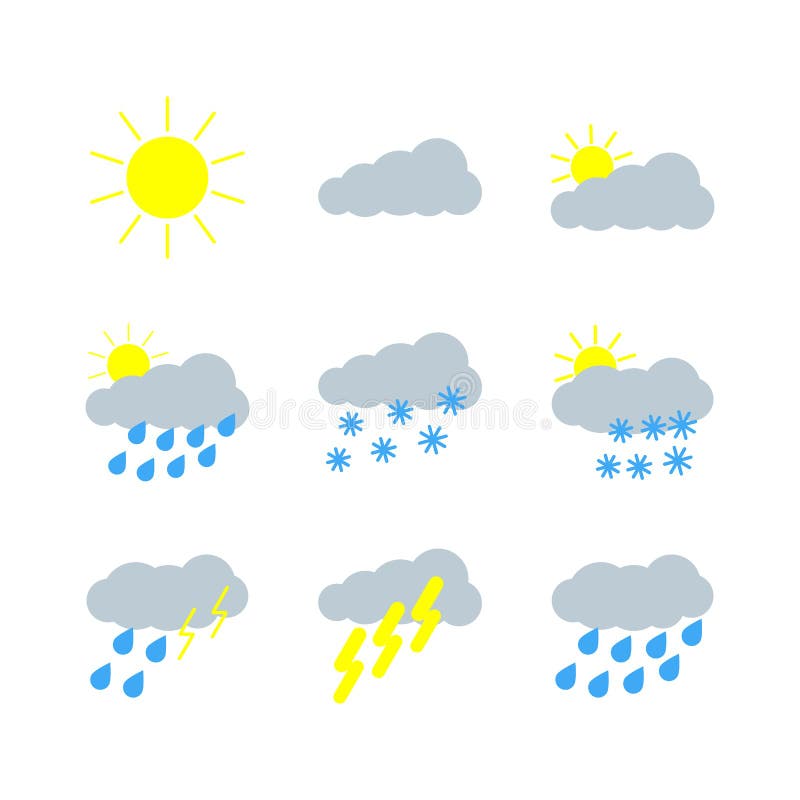 Weather Icons Set. Flat Style. Vector Illustration. Stock Vector ...