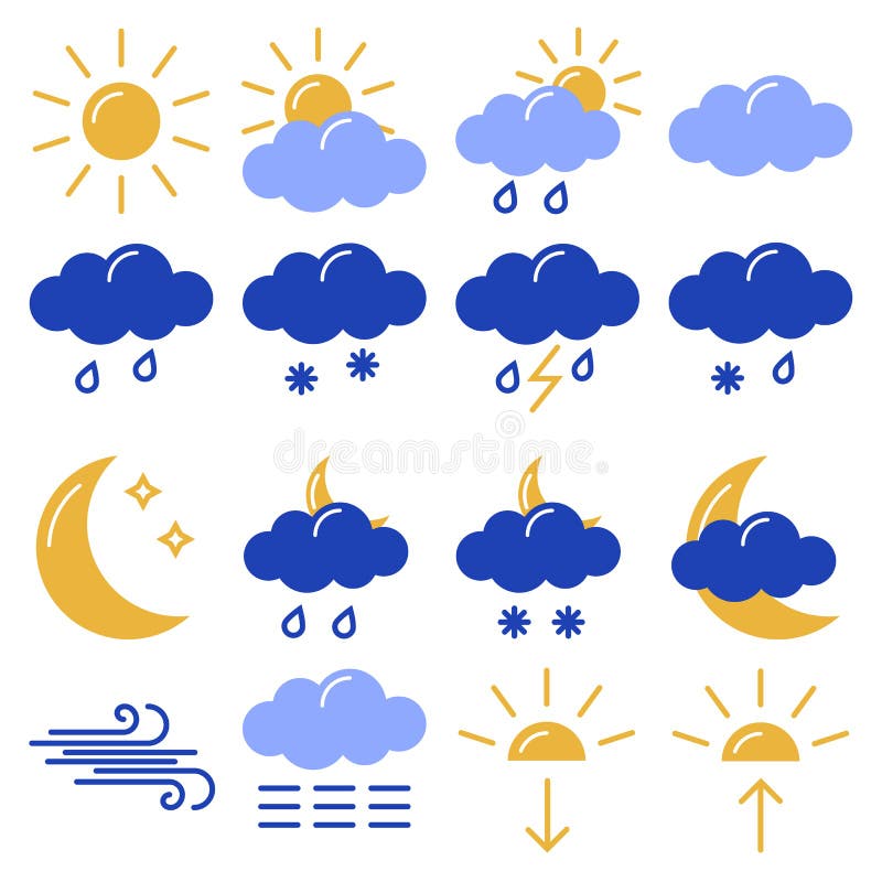 Weather icons set stock illustration. Illustration of drizzle - 142701870