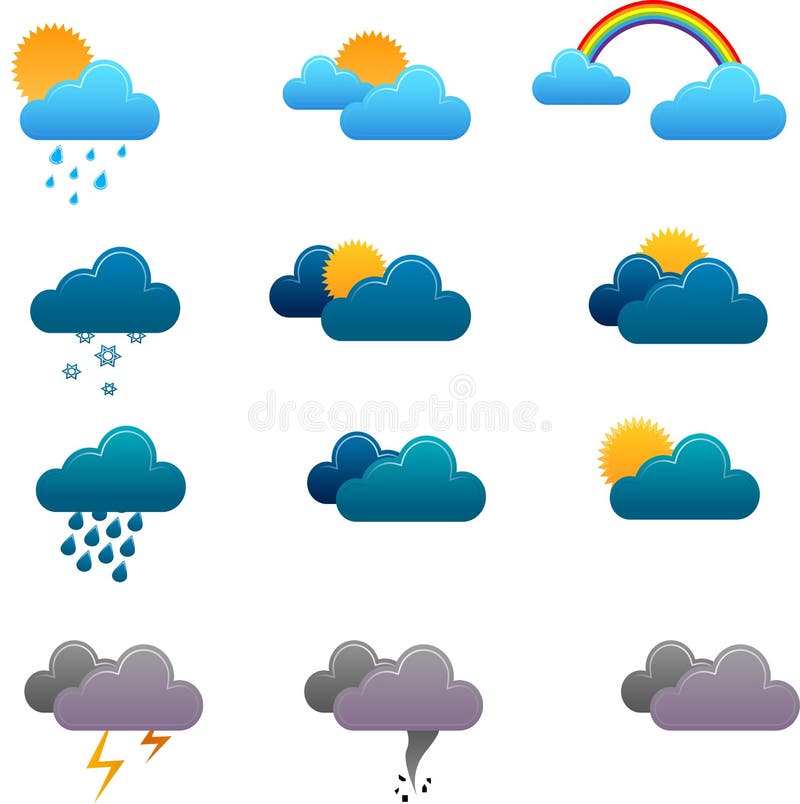 Cute weather icons stock vector. Illustration of natural - 13552987
