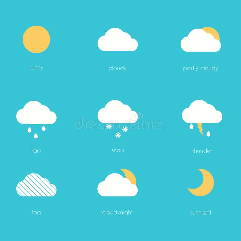 Weather Icons. Vector Modern Flat Creative Info Stock Vector ...