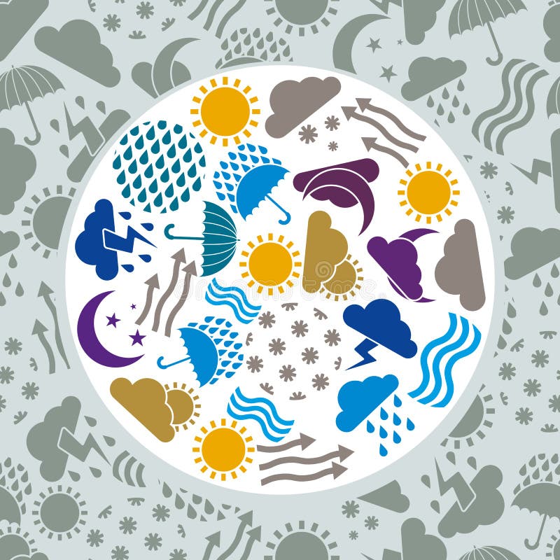 Weather Icons Vector Set. Meteorology Theme Stock Vector - Illustration ...