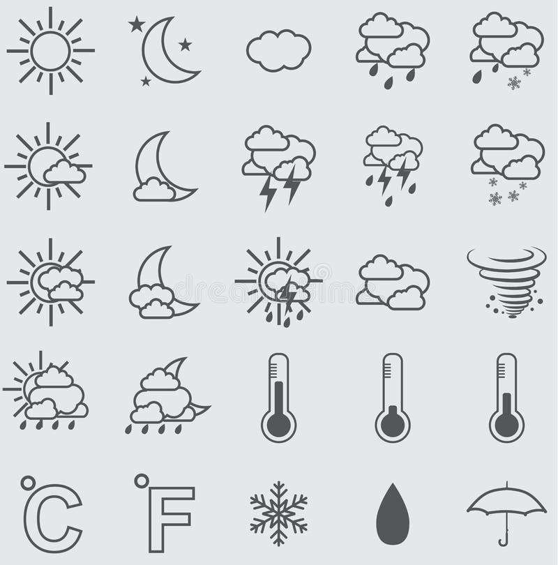 Weather Icons with White Background Stock Vector - Illustration of cold ...