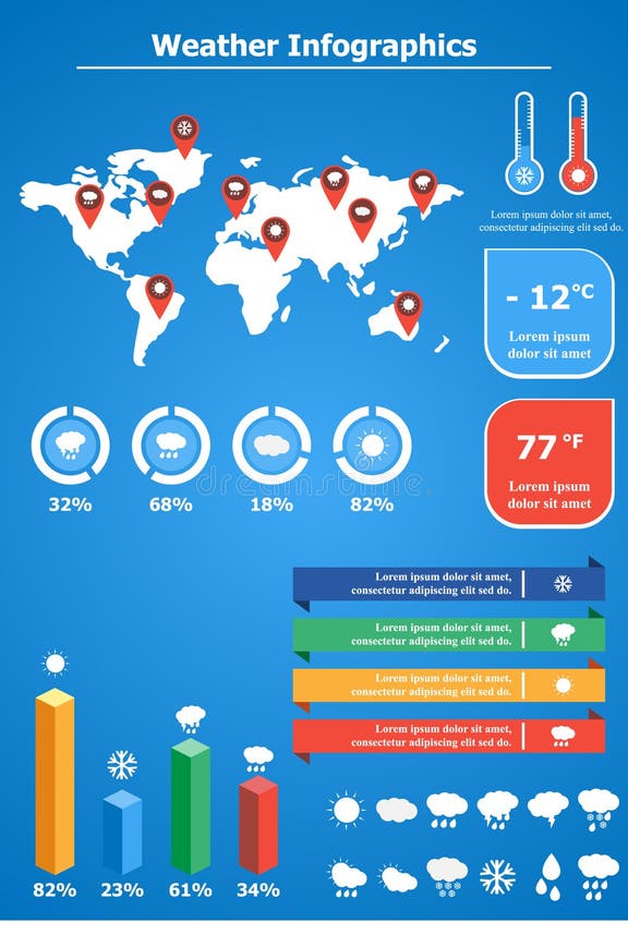 Weather Infographics Template Stock Vector - Illustration of autumn ...