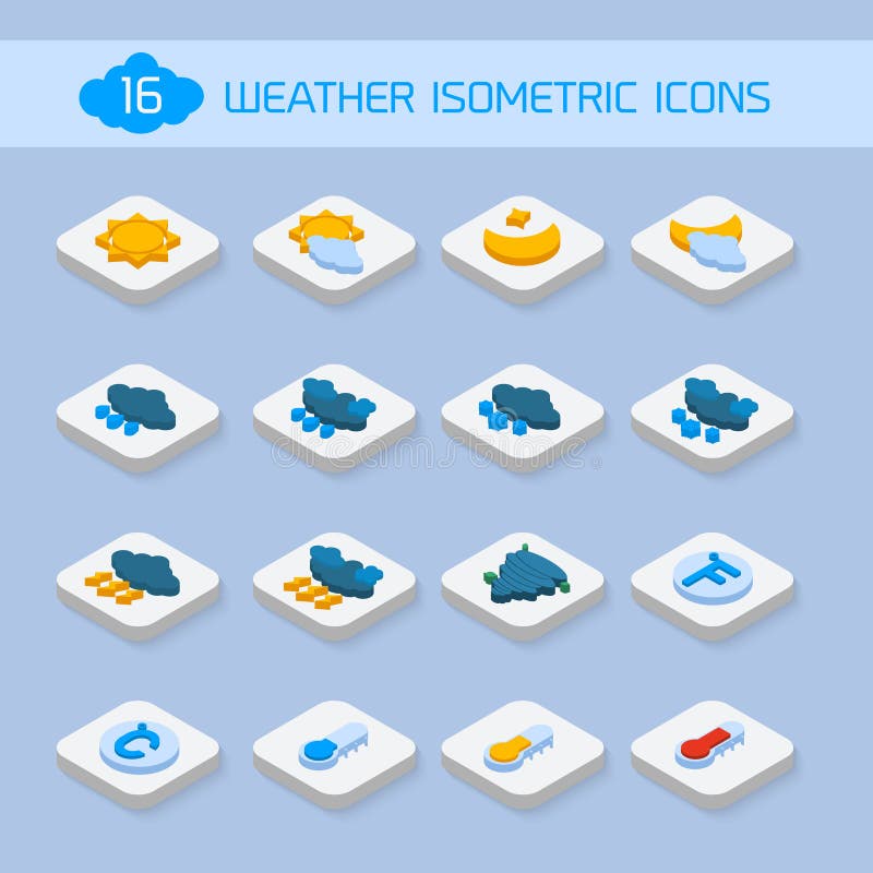 Weather isometric icons stock vector. Illustration of scrapbook - 41638565