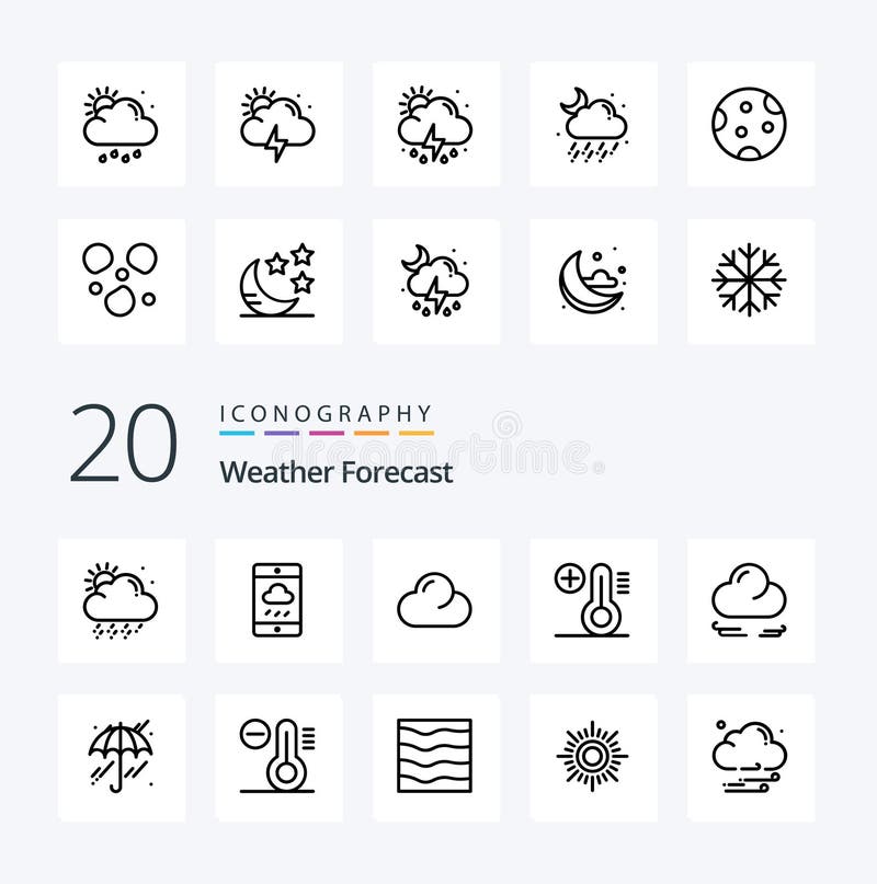 20 Weather Line Icon Pack Like Weather Crescent Clouded Cloud ...