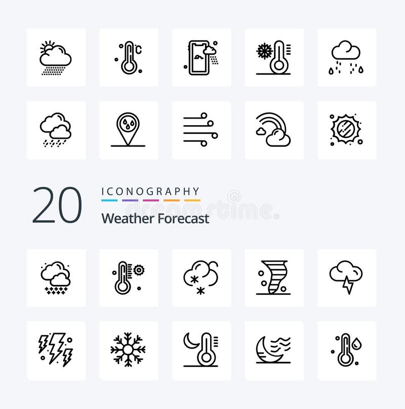 20 Weather Line Icon Pack Like Wind Climate Thermometer Blowing Weather ...