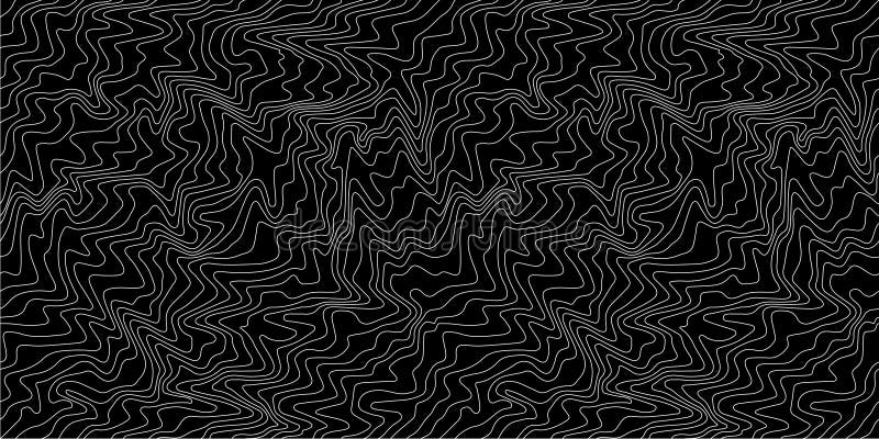 Weather Map Black Background with White Waves. Abstract Vector Seamless ...