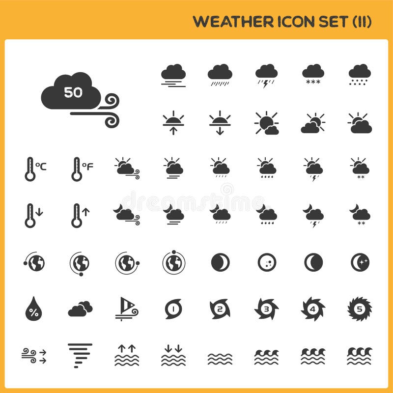 Weather and Map. Icon Set. Meteorology Group. Glyph Vector Illustration ...