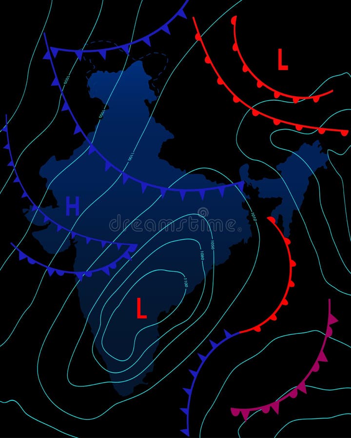 Weather Map of the India. Meteorological Forecast on Physical Map ...