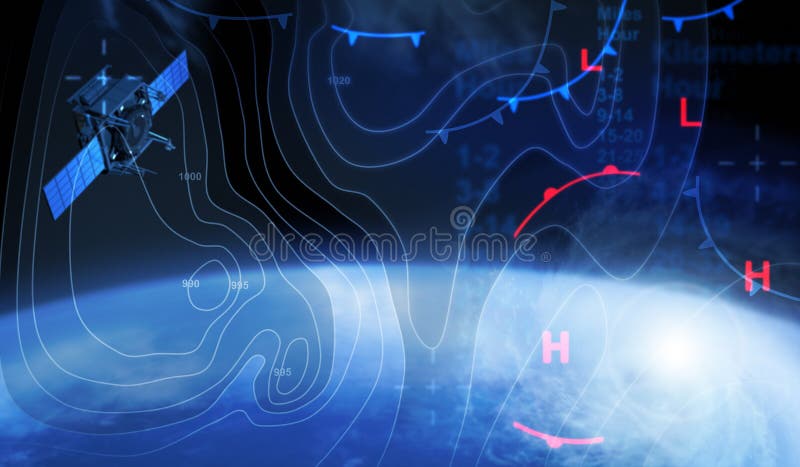 Earth from Space and Weather Map. Stock Illustration - Illustration of ...