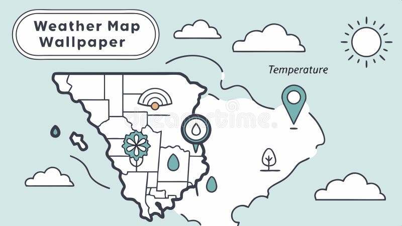 Weather Map Wallpaper Design, Meteorological Data Vector Design ...