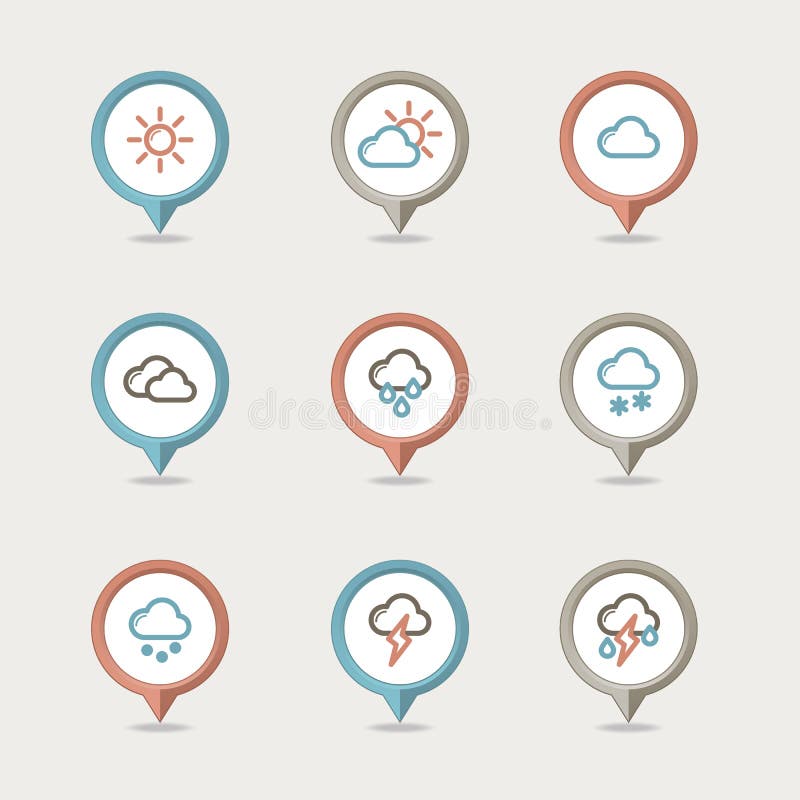 Weather mapping pins icon stock vector. Illustration of icon - 42793769
