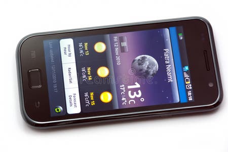 Weather on mobile phone editorial photo. Image of cell - 17009346