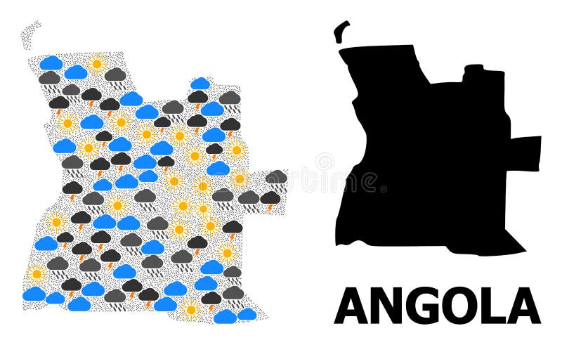 Weather Mosaic Map of Angola Stock Illustration - Illustration of ...