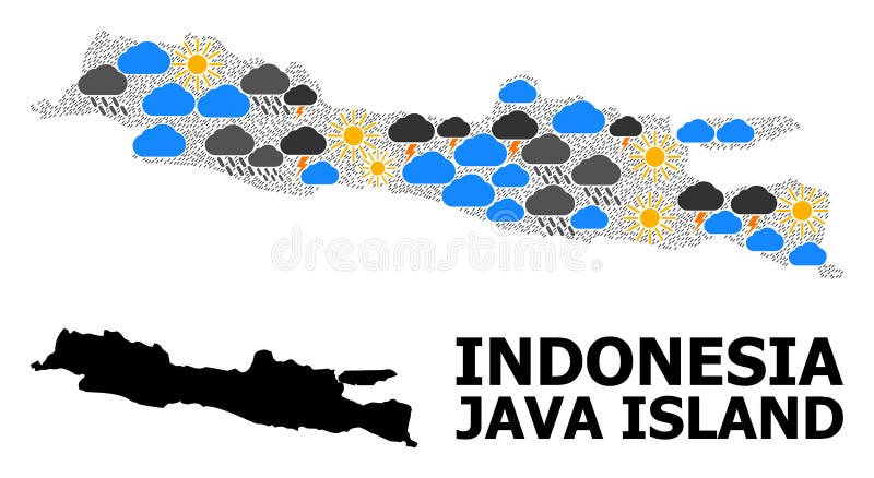 Weather Mosaic Map of Java Island Stock Illustration - Illustration of ...