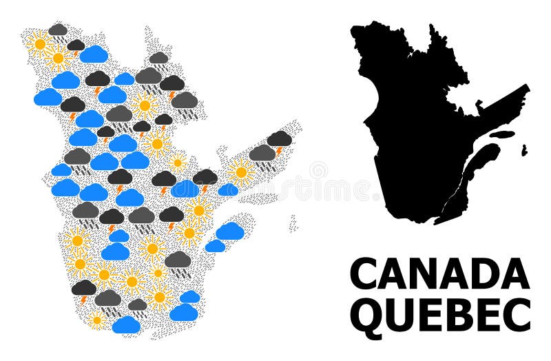 Weather Mosaic Map of Quebec Province Stock Illustration - Illustration ...