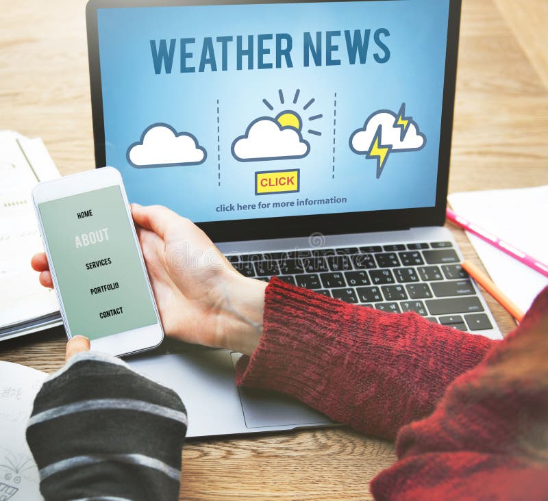 Weather Reporter Reporting On Storm Stock Photo - Image of media ...