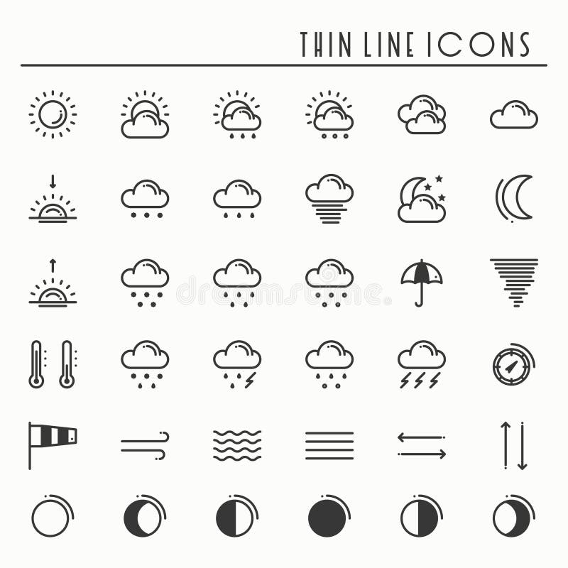 Weather Pack Line Icons Set. Meteorology. Weather Forecast Trendy ...