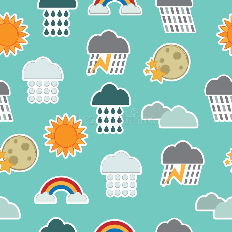 Weather Pattern Flat Illustration Seamless Design Stock Vector ...