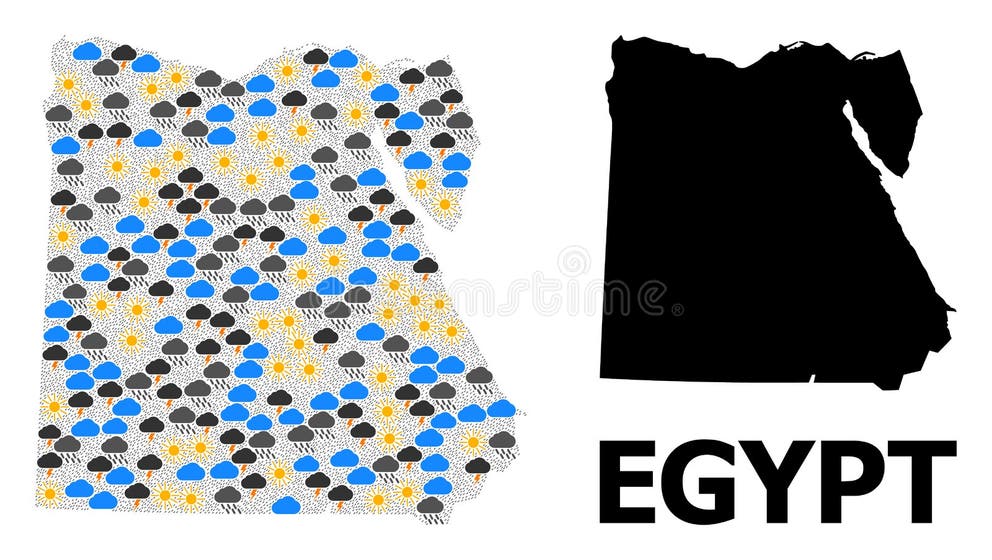Weather Pattern Map of Egypt Stock Illustration - Illustration of rainy ...
