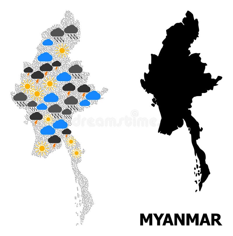 Weather Pattern Map of Myanmar Stock Illustration - Illustration of ...