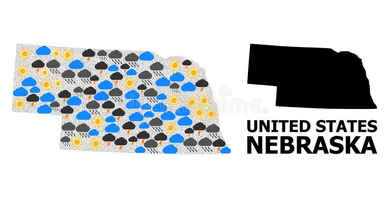 Weather Pattern Map of Nebraska State Stock Illustration - Illustration ...