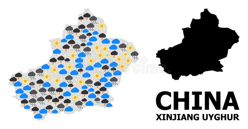 Weather Pattern Map of Xinjiang Uyghur Region Stock Illustration ...