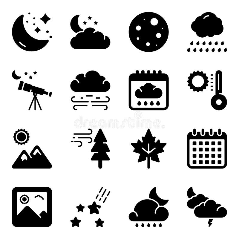 Weather Prediction Solid Vectors Stock Vector - Illustration of ...