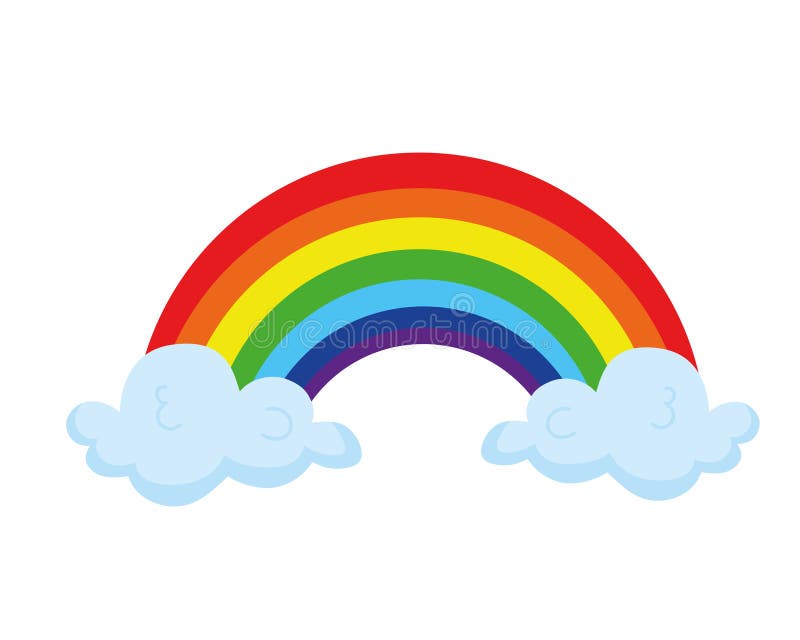 Weather Rainbow with Clouds Stock Illustration - Illustration of rain ...