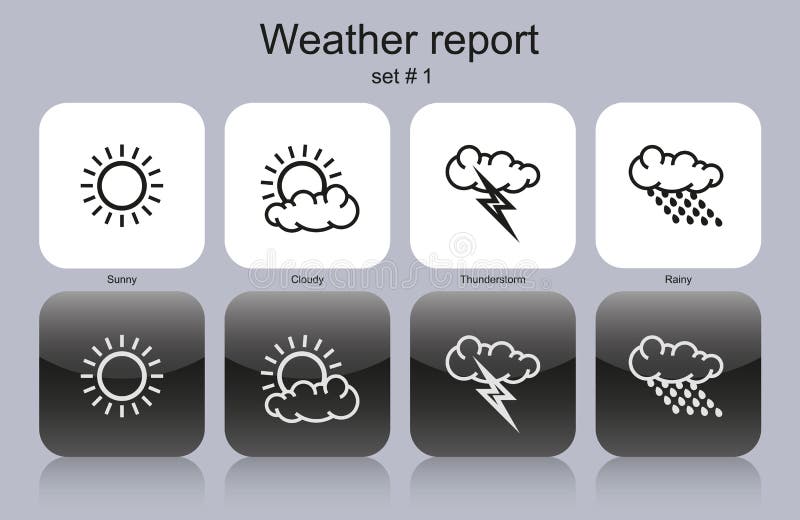 Weather report icons stock vector. Illustration of monochrome - 64600584